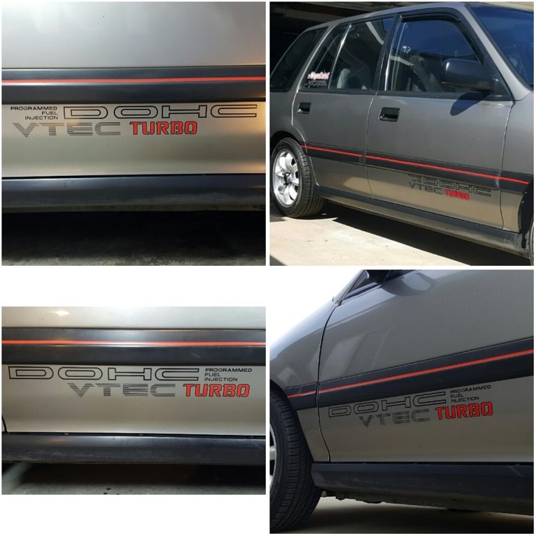 DOHC VTEC PFI TURBO EF hatch door Reproduction Decals (SET) | Fox ...